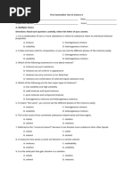 Grade 7 - Science - Final Examination | PDF | Solubility | Liquids