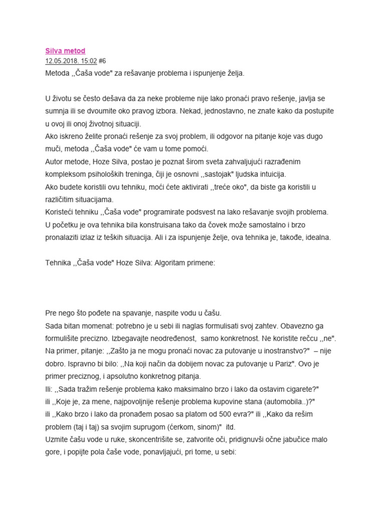 Silva Metod Metoda Casa Vode | PDF