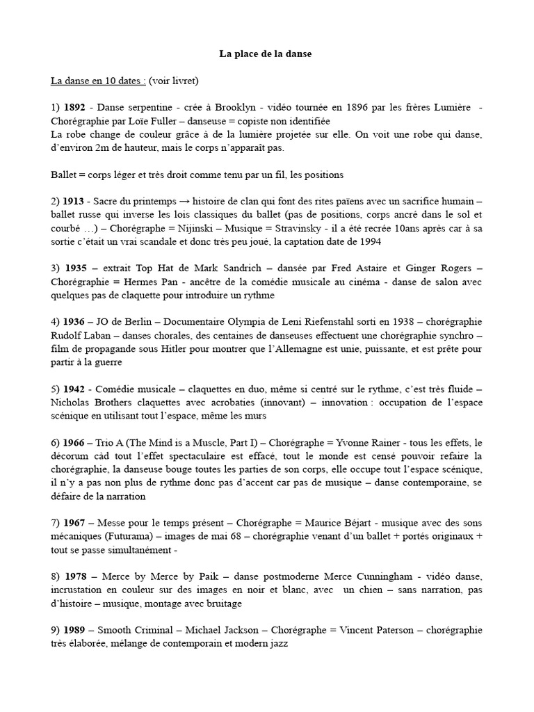 Évolution de la danse en 10 dates | PDF | Divertissement | Danses