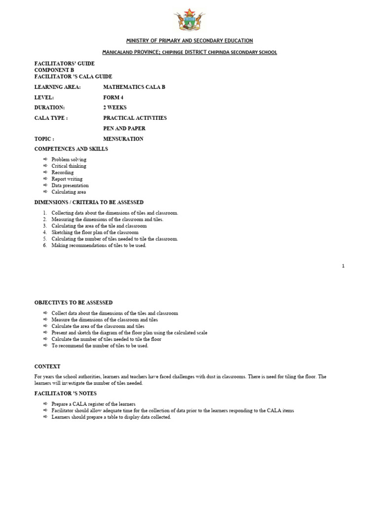 Muzimba Cala Mensuration of Plane Shapes | PDF