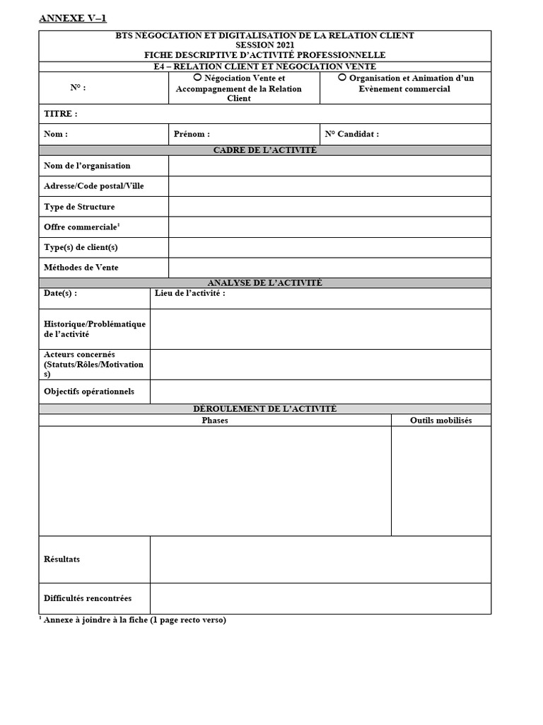 Fiche Descriptive BTS NDRC E4 | PDF