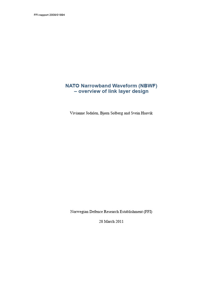 NATO Narrowband Waveform (NBWF) - Overview of Link Layer Design | PDF