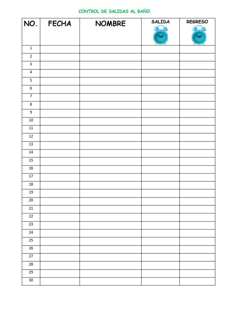 Control de Salidas Al Baño | PDF