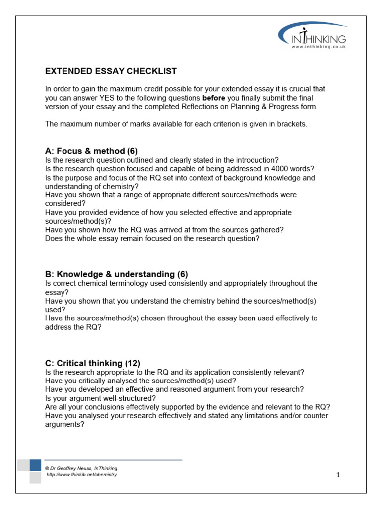 IBDP Ee-Checklist | PDF