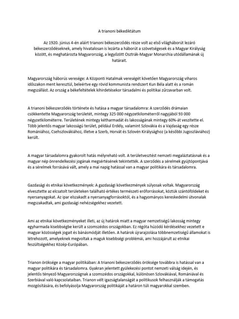 14. A trianoni békediktátum | PDF