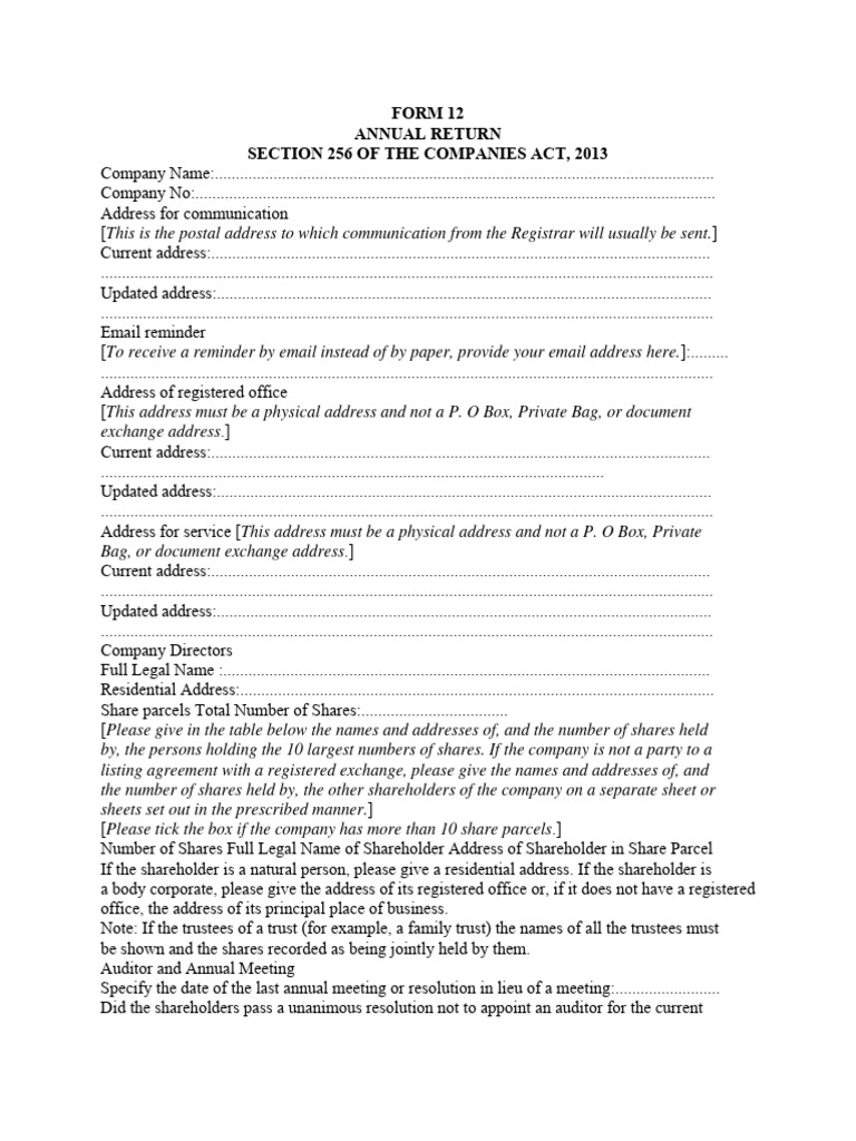 FORM 12 Annual Return | PDF