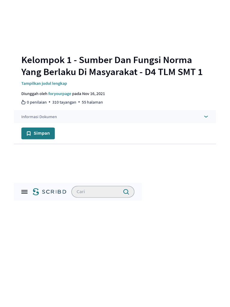 Kelompok 1 - Sumber Dan Fungsi Norma Yang Berlaku Di Masyarakat - D4 TLM SMT 1 - PDF | PDF