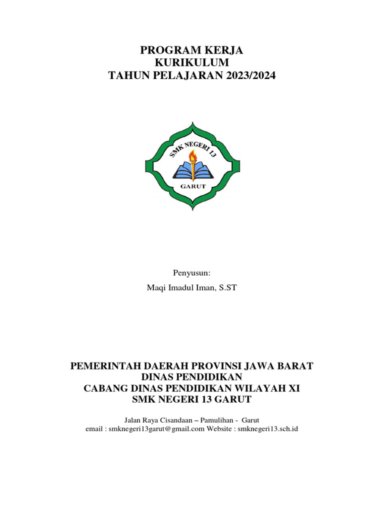 Program Kerja Kurikulum 2023-2024 | PDF