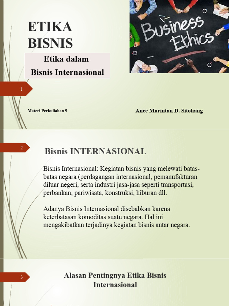 Etika Dalam Bisnis Internasional | PDF | Pengelolaan Keuangan & Uang ...