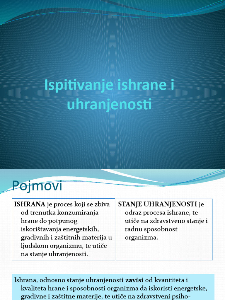 VJEZBE 6, 7,8 Ispitivanje Ishrane I Uhranjenosti Planiranje Ishrane, Dijetoterapija | PDF