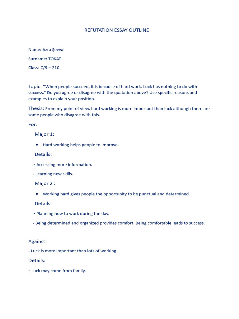 Refutation Essay Outline | PDF