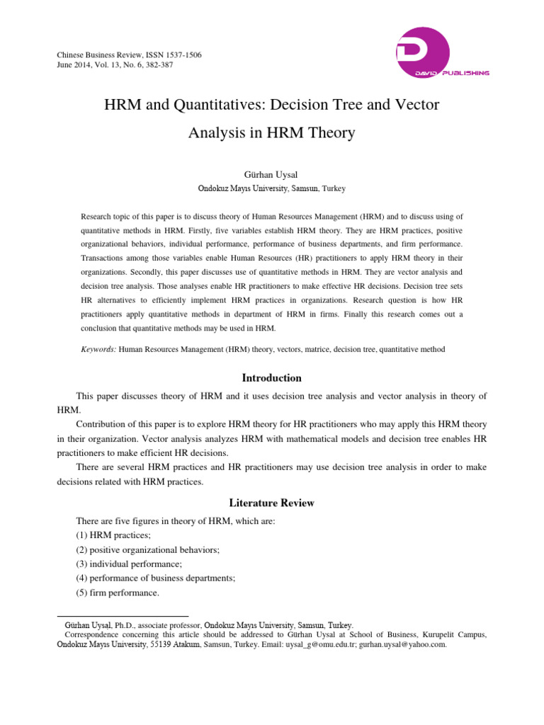 HRM and Quantitatives Decision Tree and | PDF | Human Resource ...