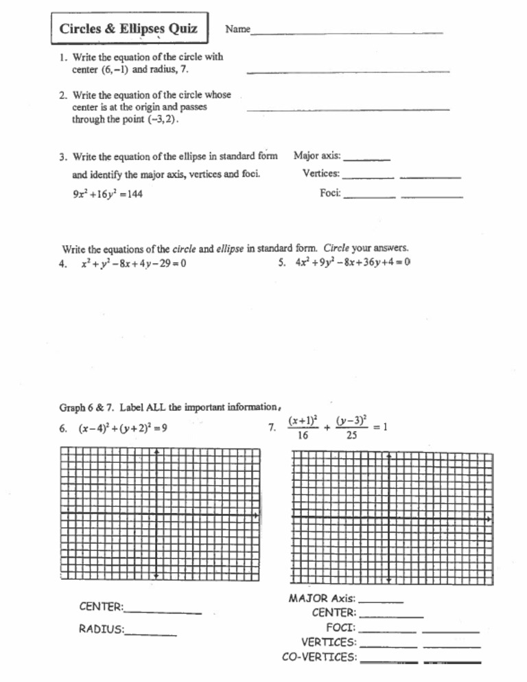Circle Ellipse Quiz | PDF