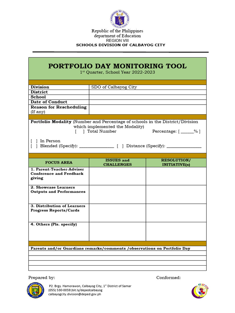 Portfolio Day Monitoring Tool | PDF | Business | Social Science