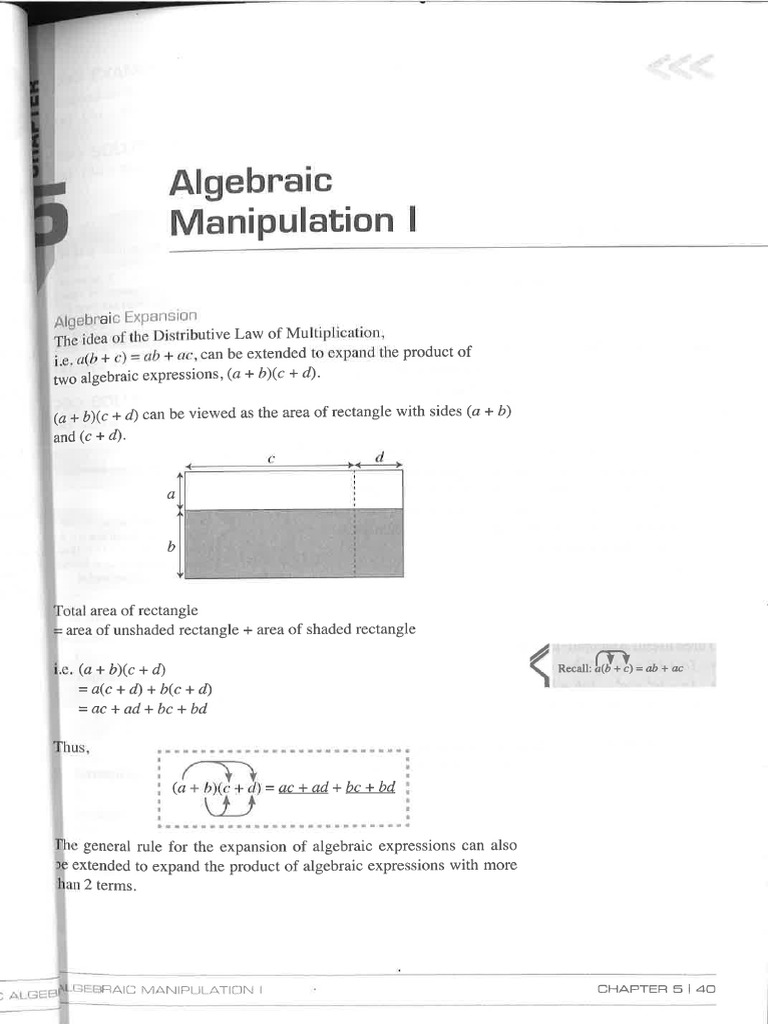 Chapter 5 Algebraic Manipulation 1 | PDF
