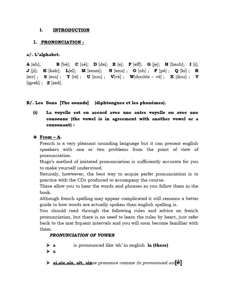 Introduction French + Prononciation | PDF
