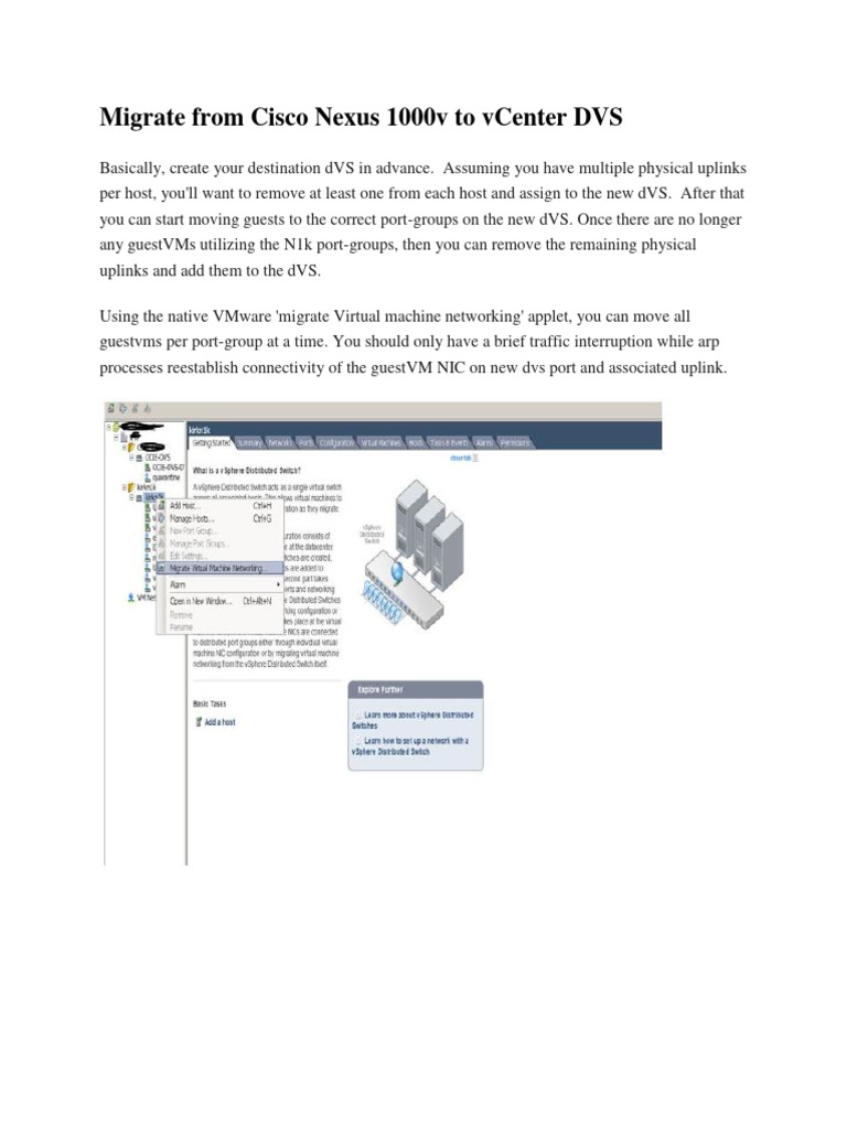 Cisco Nexus 1000v To DvSwitch Migration | PDF | Virtual Machine | Virtualization