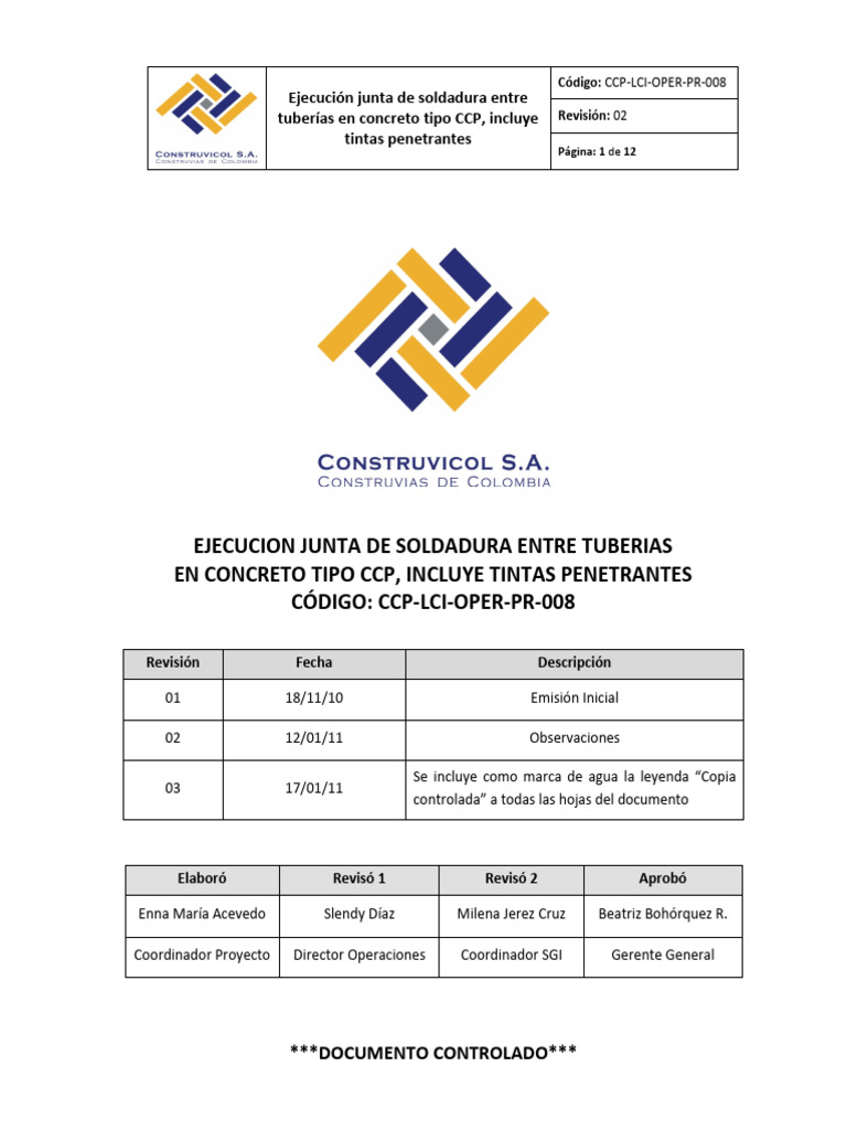 CCP LCI OPER PR 008 Ejecucion Junta Soldadura Rev 02 | PDF