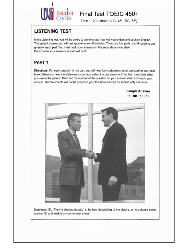 TOEIC 450+ Exam Prep | PDF