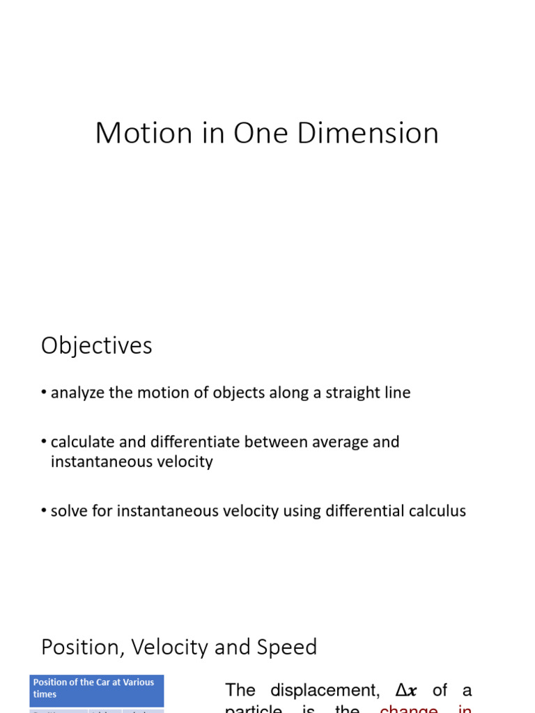Motion in One Dimension | PDF | Acceleration | Velocity