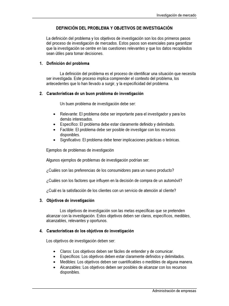 Semana 3.2 - Definición Del Problema y Objetivos de Investigación | PDF ... Semana 3.2 - Definición Del Problema y Objetivos de Investigación | PDF ...
