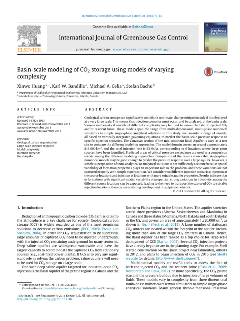 Basin-Scale Modeling of CO2 Storage Using Models of Varying Complexity ...