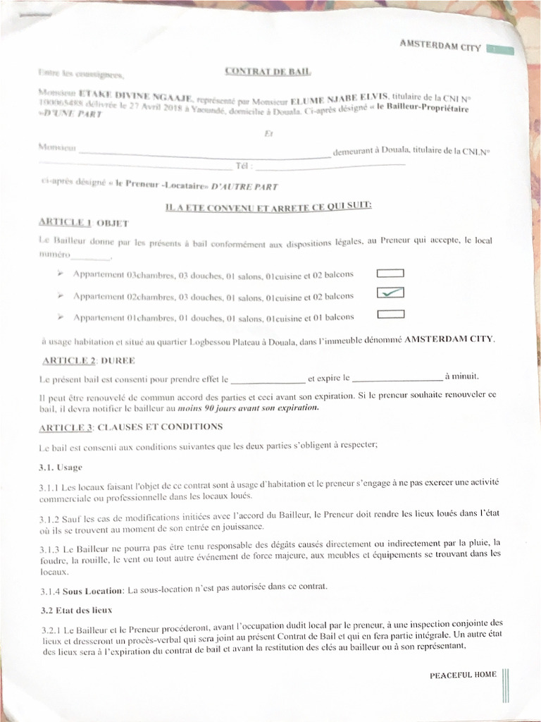 Contrat de Bail | PDF