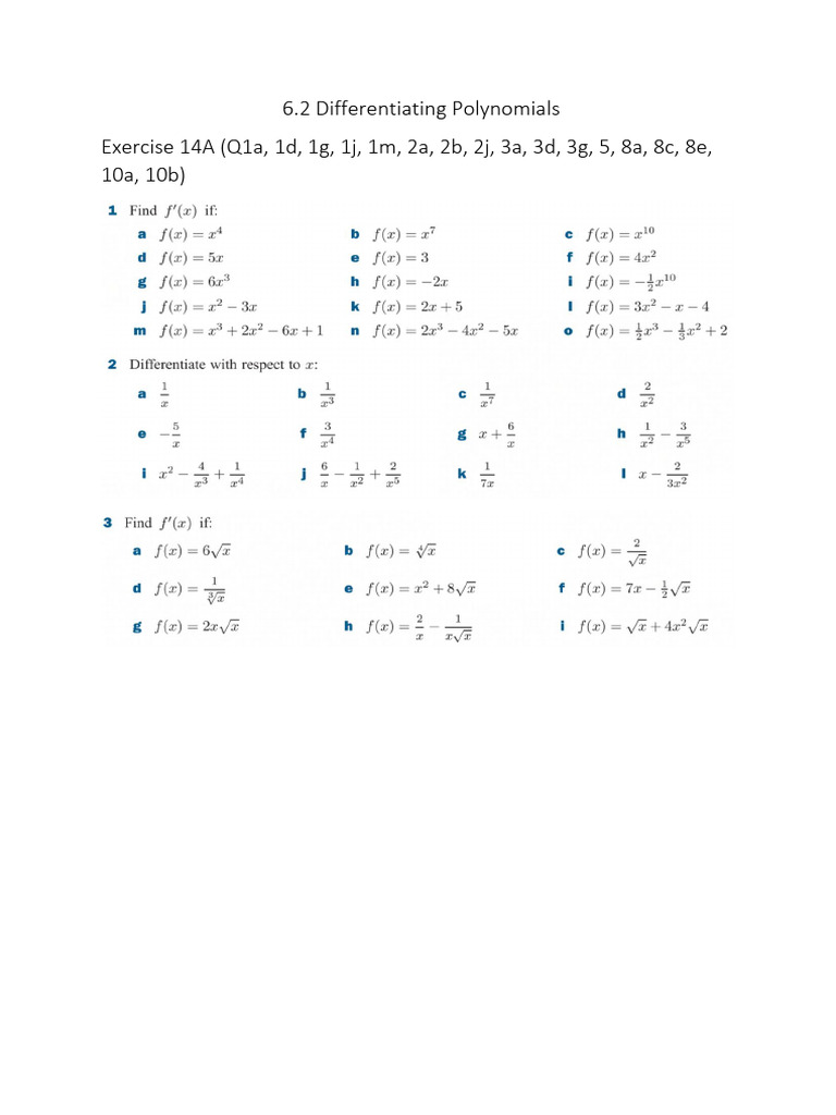 6.2 Differentiating Polynomials | PDF | Teaching Methods & Materials
