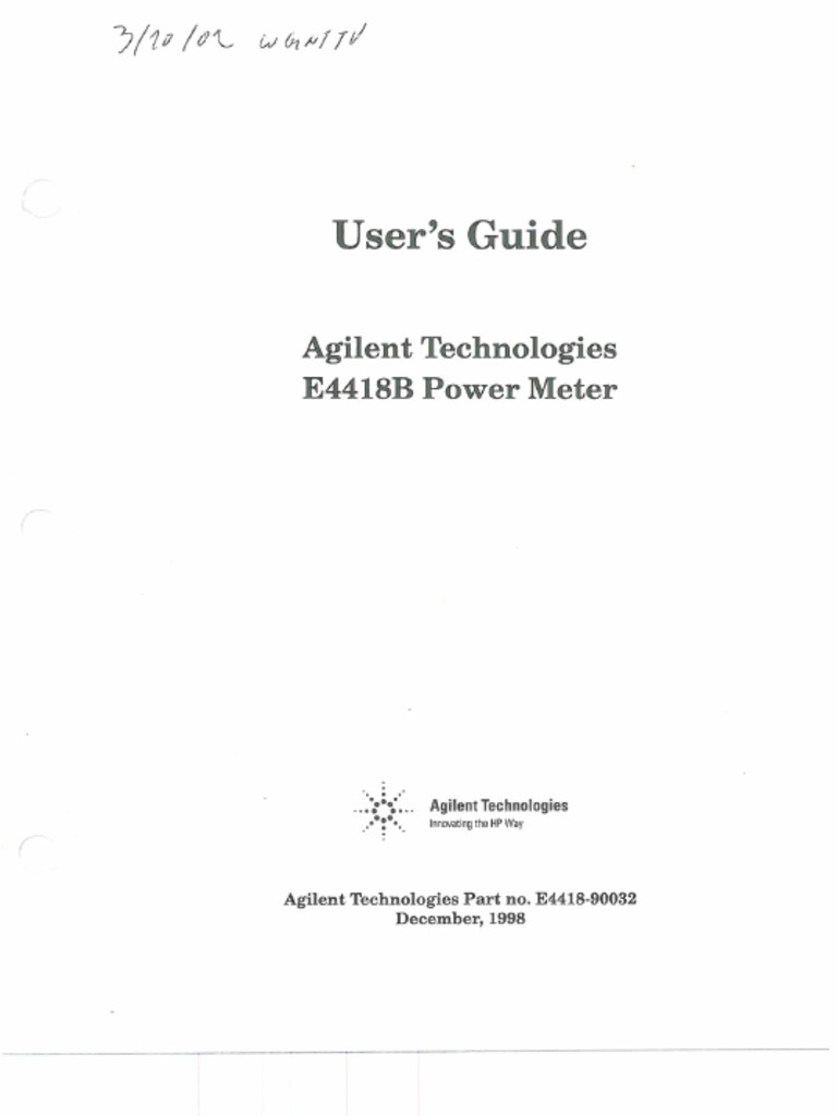 Agilent E4418B Power Meter User's Guide | PDF