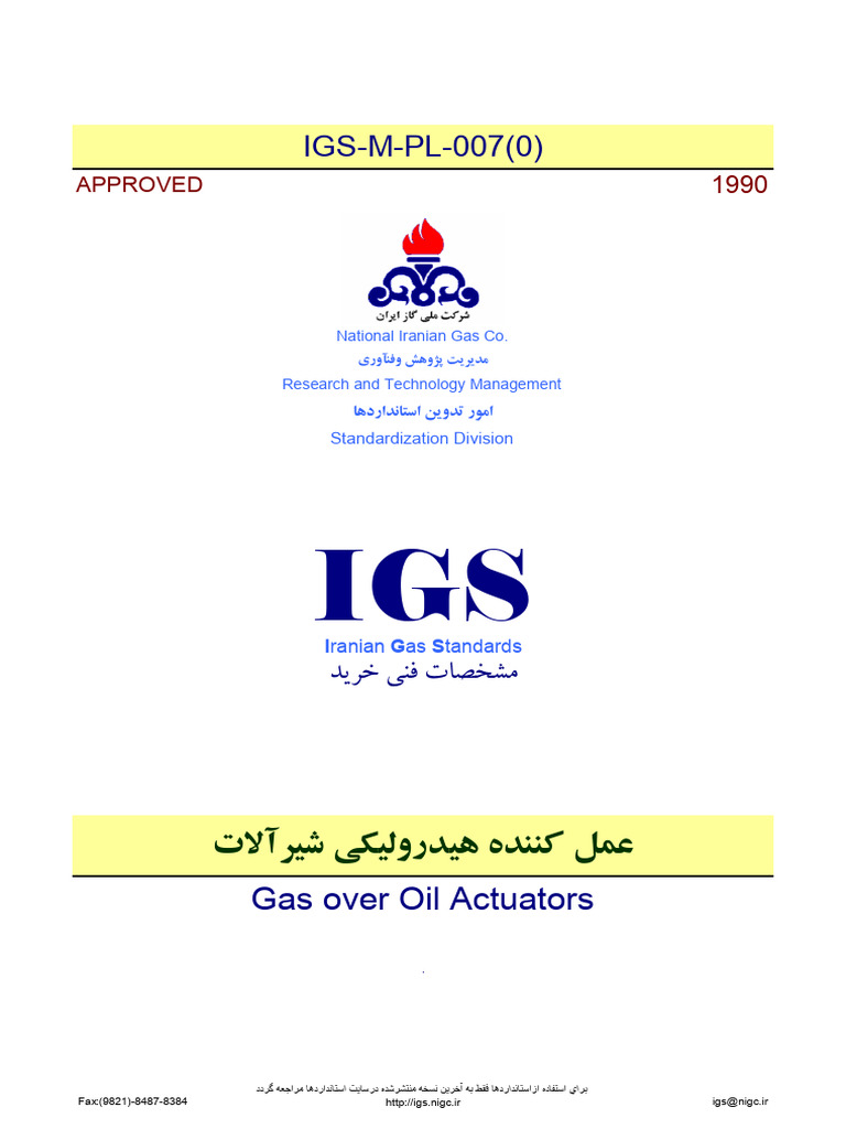 IGS-M-PL-007 (0) : Gas Over Oil Actuators | PDF