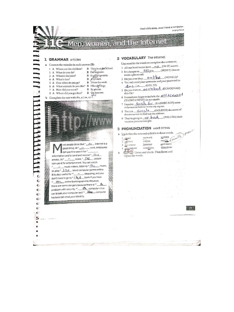Workbook 11C and 12 A | PDF