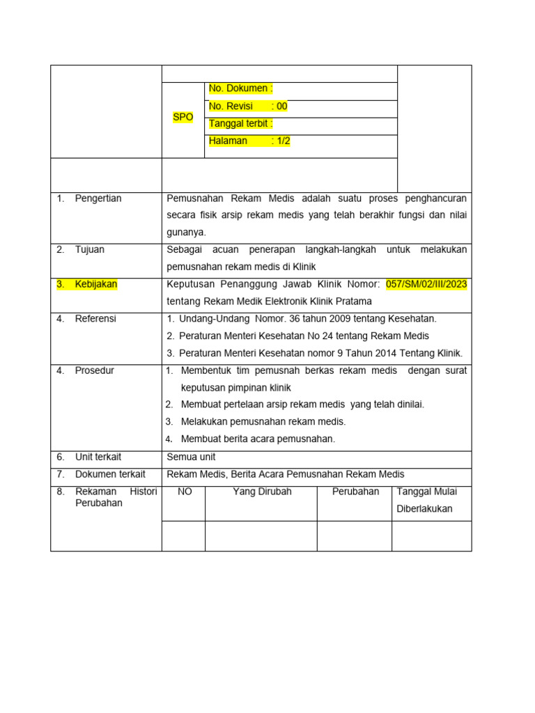 SOP Pemusnahan Erm | PDF