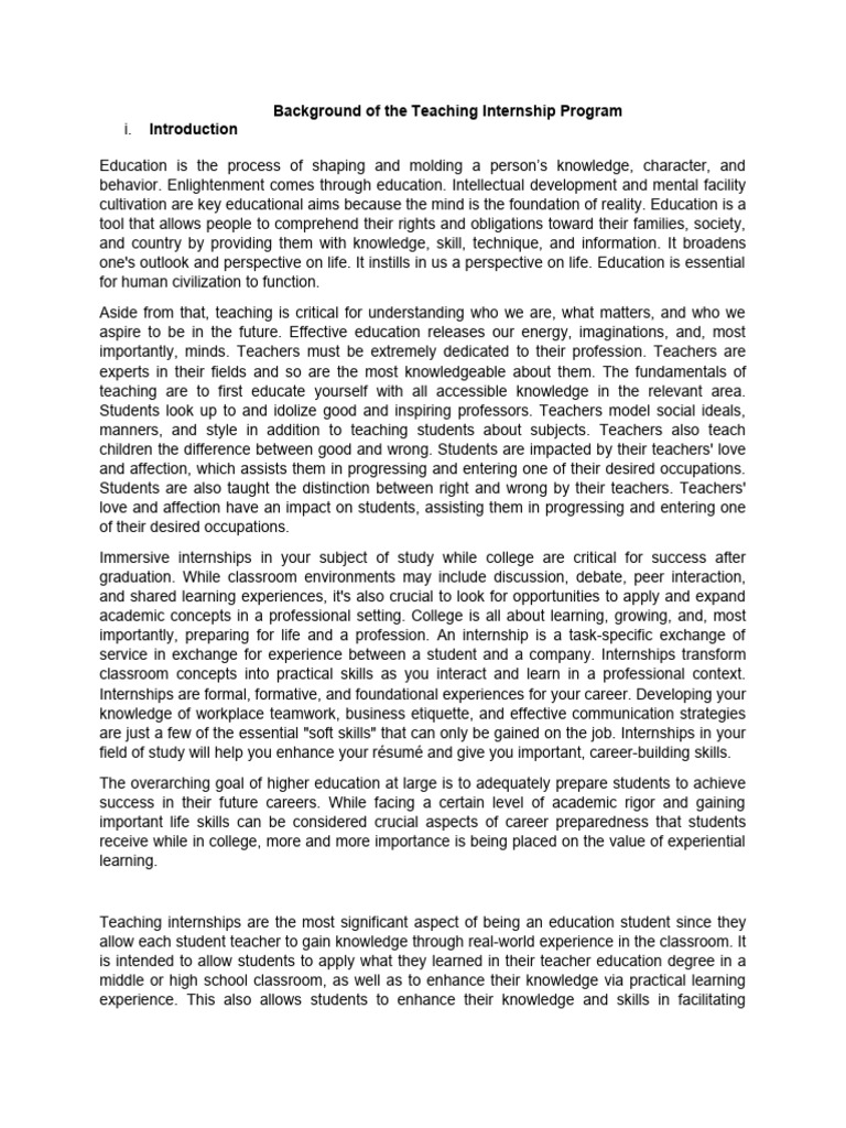 Teaching Internship Program Overview | PDF