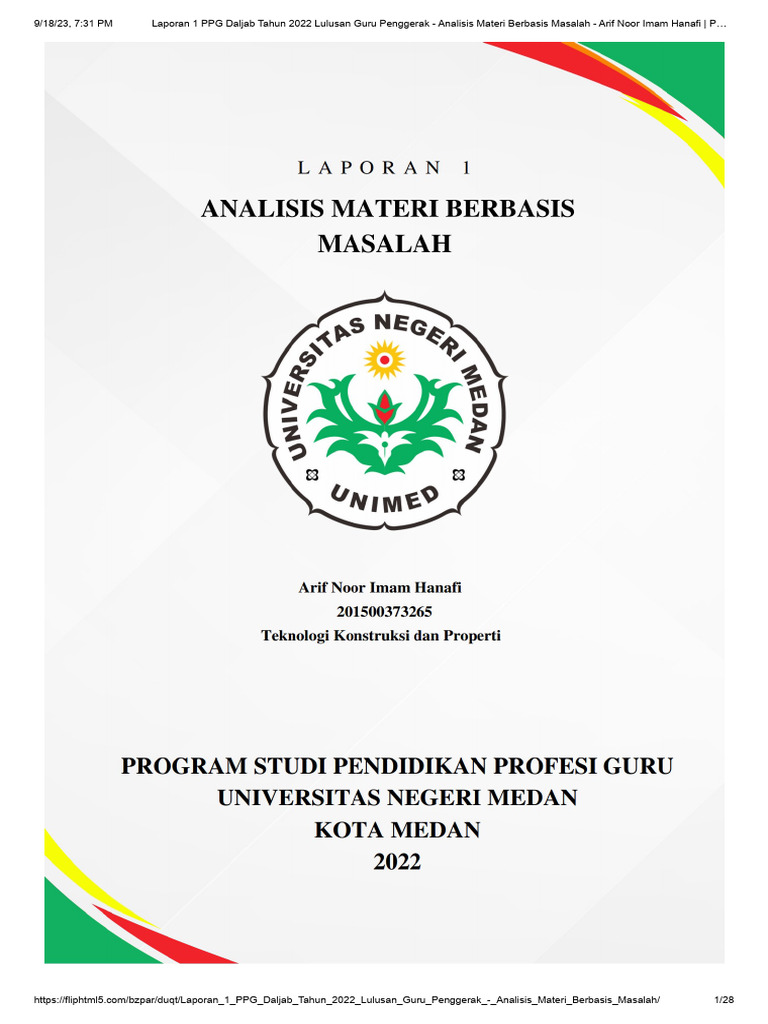 Contoh Laporan Modul 1 PPG | PDF