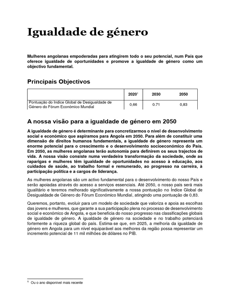 28 Capítulo 5 Angola 2050 Igualdade Género - PT | PDF | Ciências ...