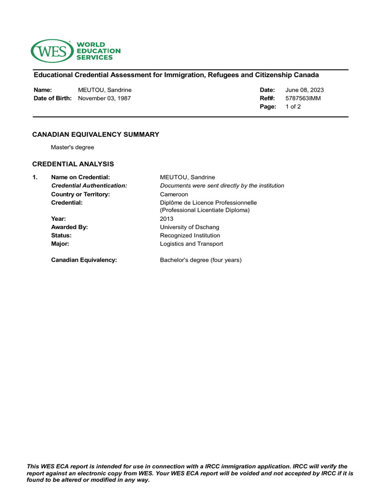 Educational Credential Assessment For Immigration, Refugees and ...