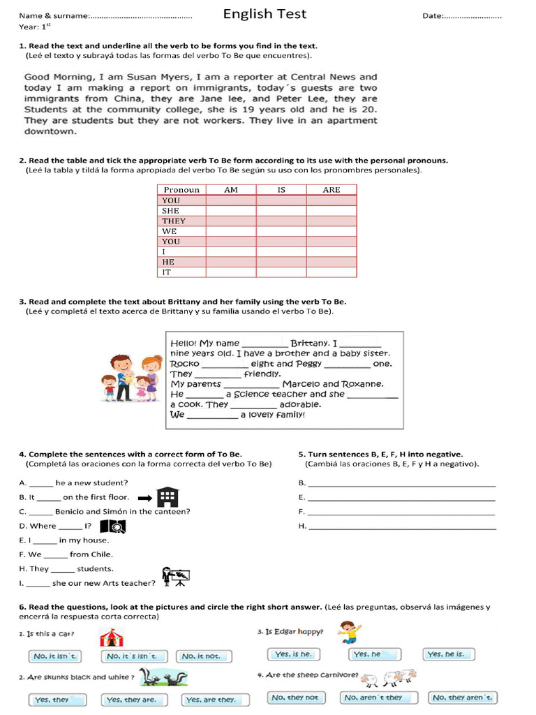 Simple Present Verb To Be Pdf