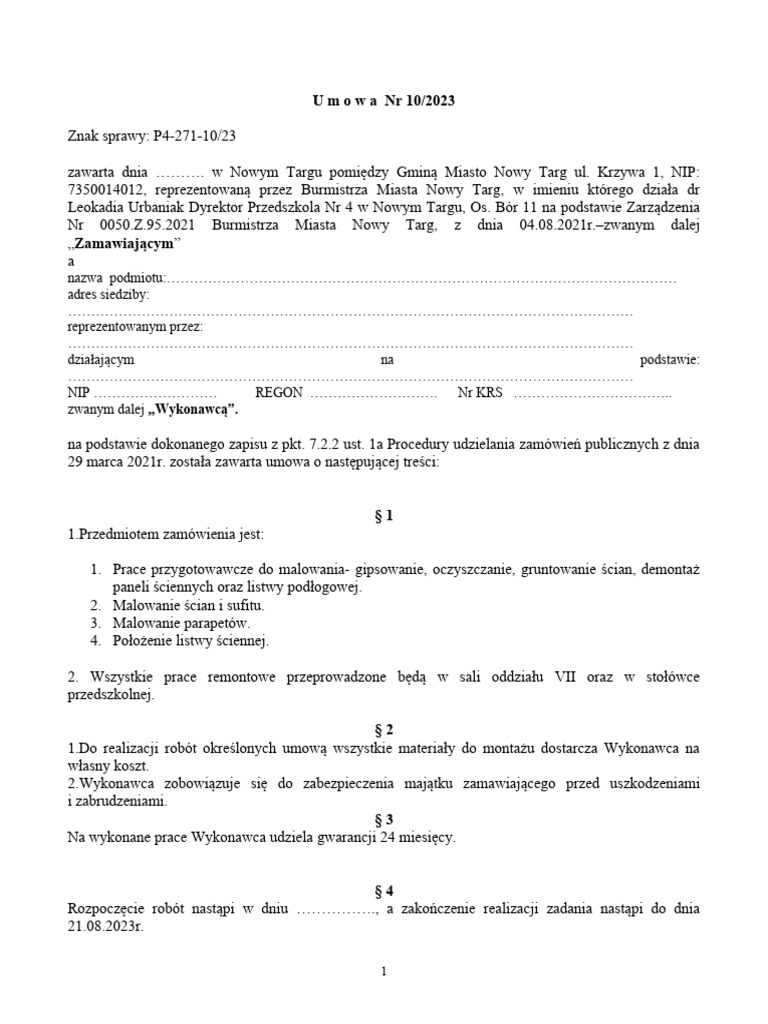 Zal - 2 Projekt Umowy | PDF