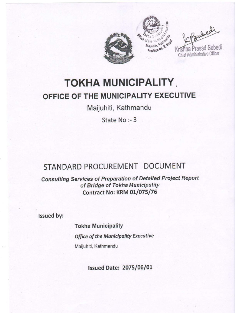Consulting Services For Preparation of DPR of A Bridge of Tokha ...