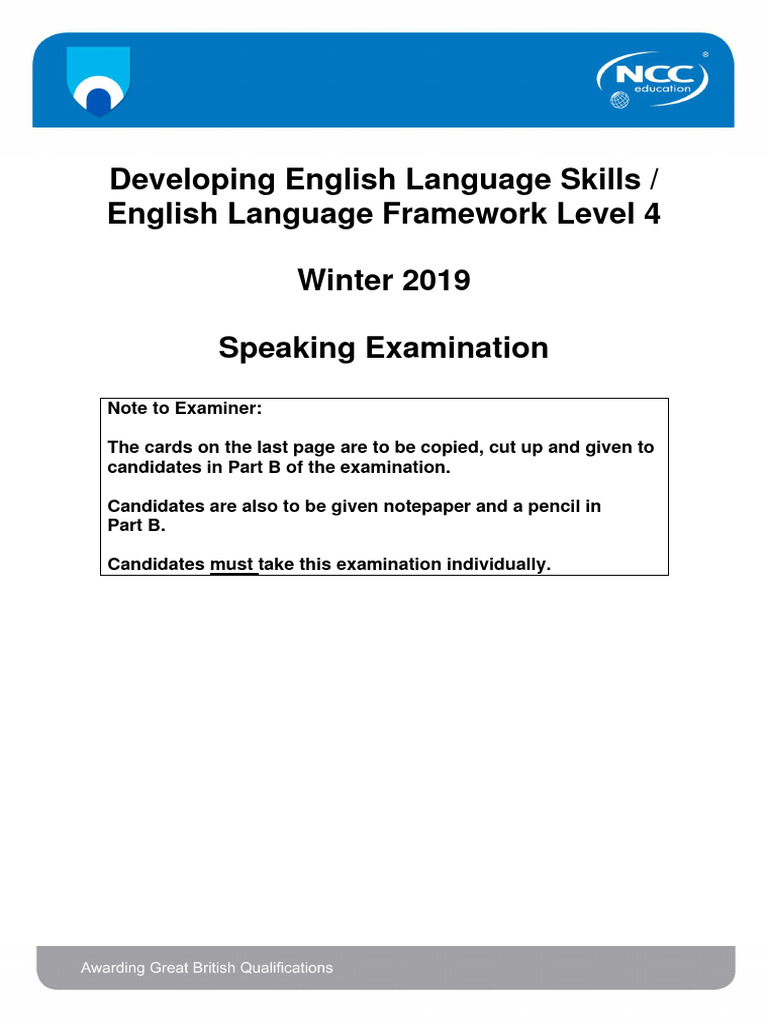 DELS Speaking QP Winter 2019 FINAL PDF | PDF | Human Communication
