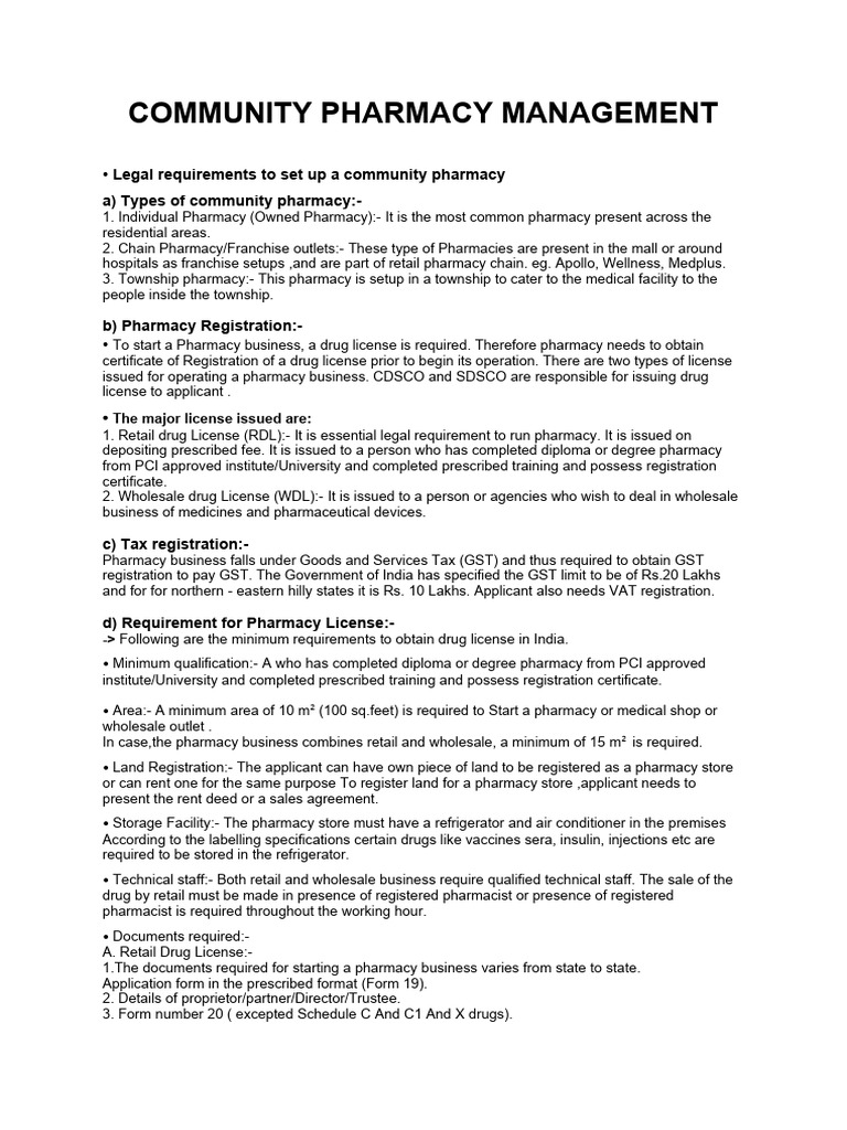 Community Pharmacy Management | Download Free PDF | Pharmacist | Pharmacy