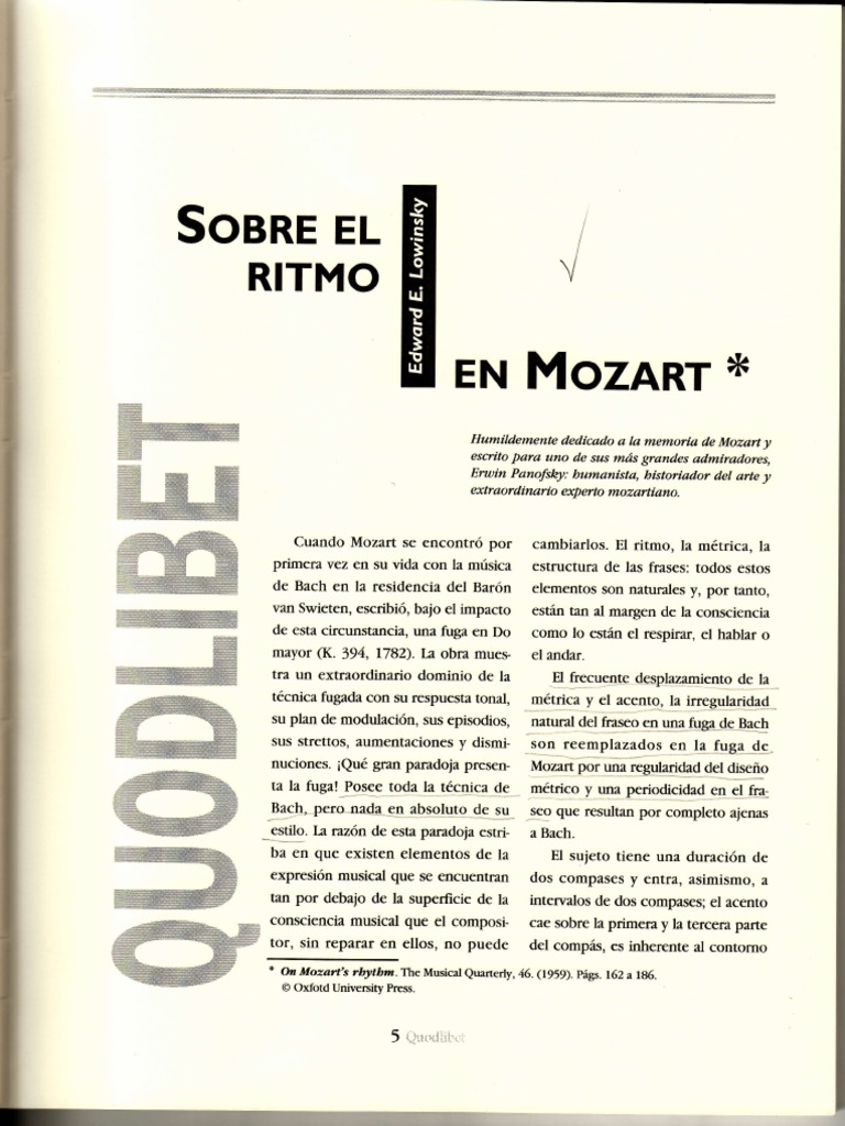 Sobre El Ritmo en Mozart | PDF | Wolfgang Amadeus Mozart | Notación musical