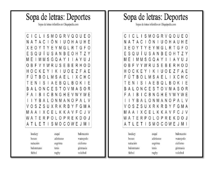 Sopa de Letras Deportes Joha | PDF