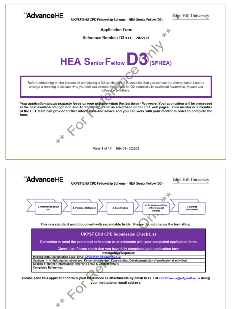 Website - UKPSF CPD EHU Application Form HEA Senior Fellow D3 2022-23 | PDF | Learning | Cognition
