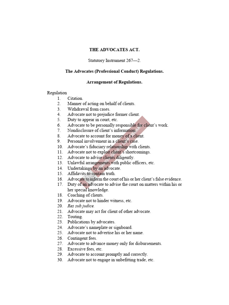 Advocates Professional Conduct Regulations | PDF