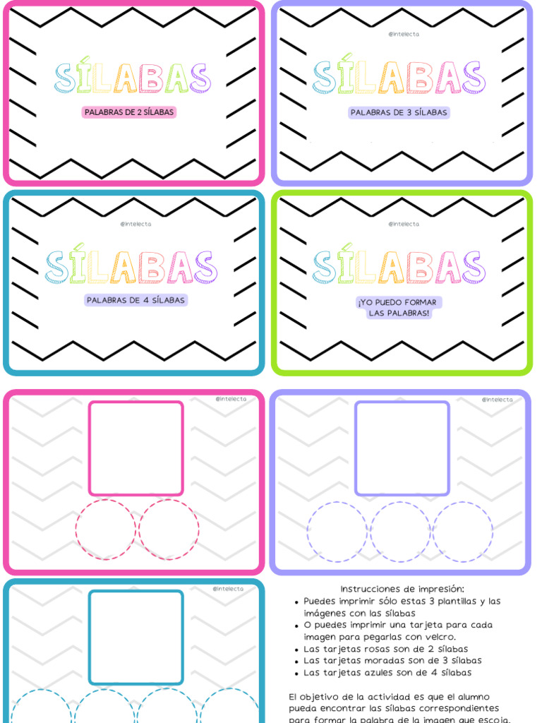 Tarjetas Sílabas 2,3 y 4 Intelecta | PDF