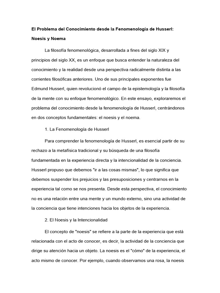 Abigail Chavez El Problema Del Conocimiento Desde La Fenomenología de ...