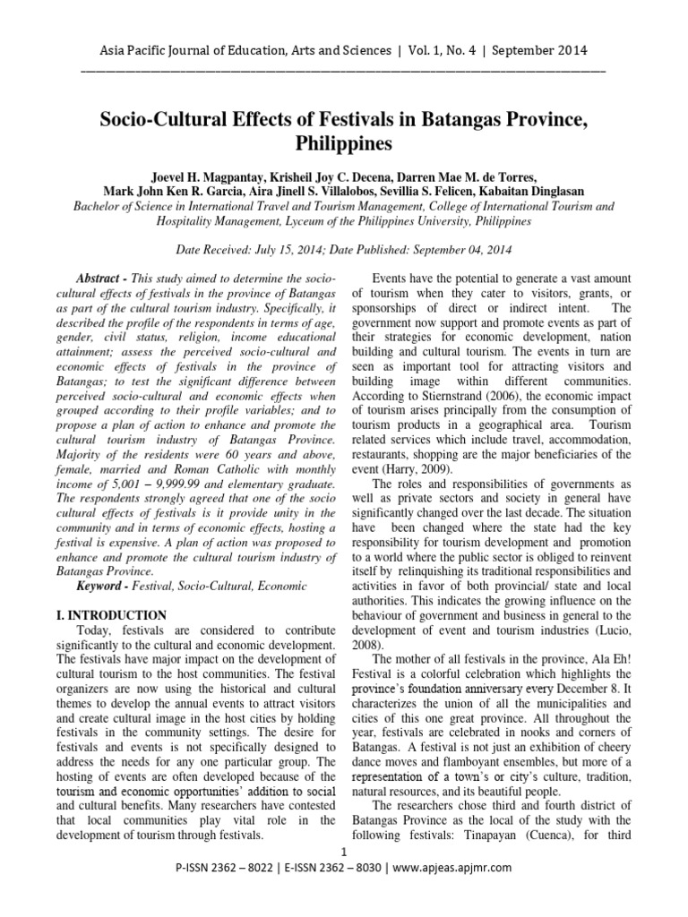 Socio Cultural Effects of Festivals in B | PDF