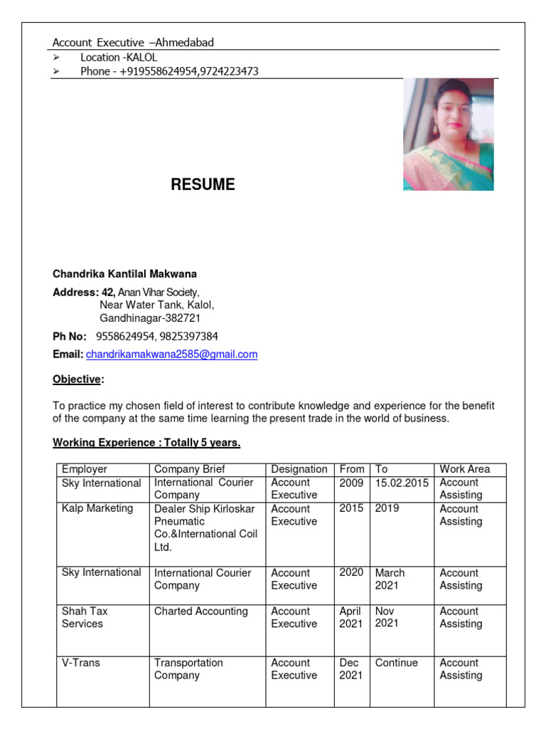 Chandrika Bio Data-1-2 | PDF | Financial Services