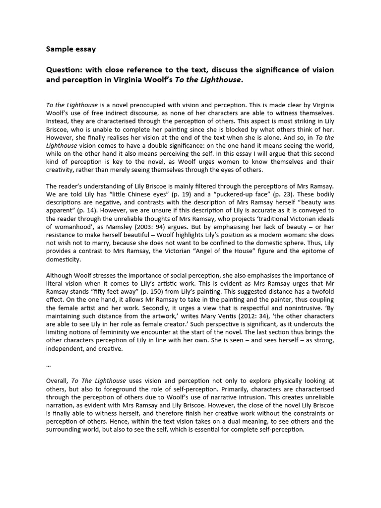Sample Essay - Novel | PDF | To The Lighthouse